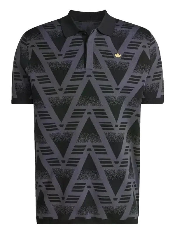 Adidas Bruised Banana Geometric-pattern Polo Shirt - Black