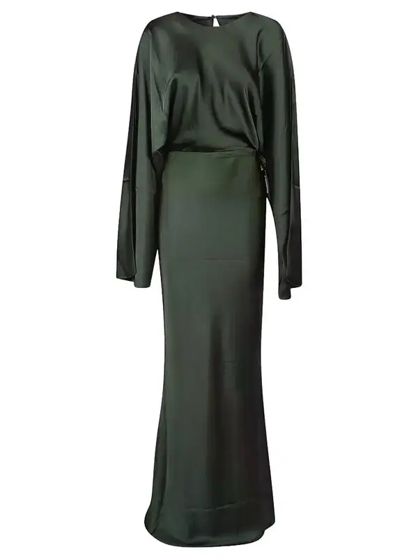 Norma Kamali Reverse Obie Long-sleeved Maxi Dress - Green
