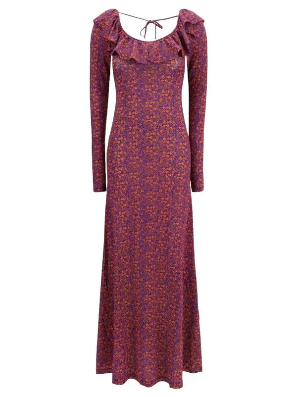 KRISTINA TI Floral-print Maxi Dress With Ruffled Collar - Purple