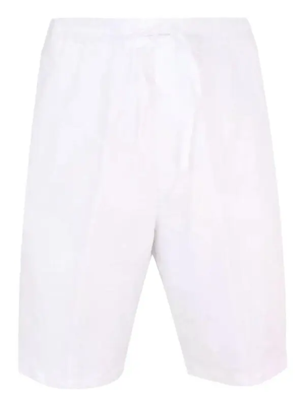 120% Lino Drawstring Bermuda Shorts - White