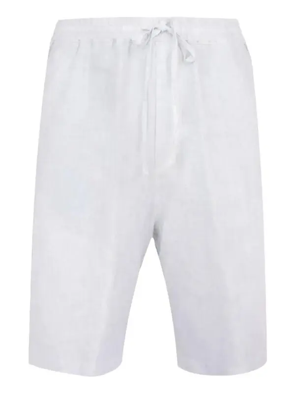 120% Lino Drawstring Bermuda Shorts - White