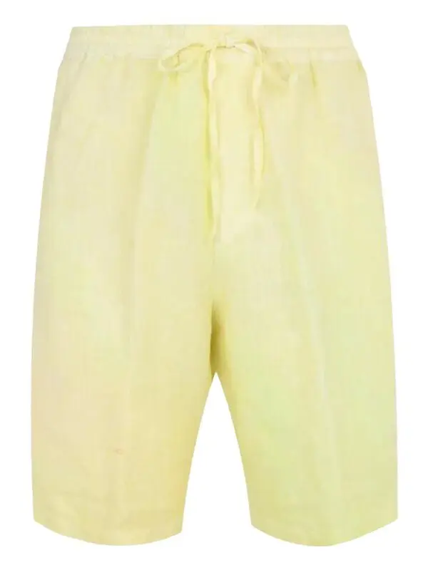 120% Lino Drawstring Bermuda Shorts - Yellow