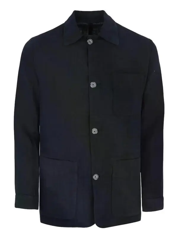 120% Lino Buttoned Pocket Jacket - Blue