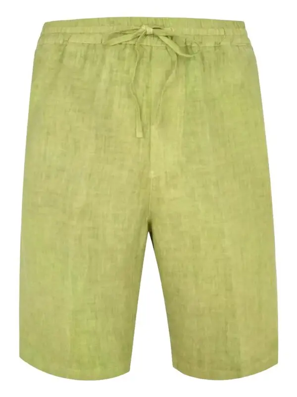 120% Lino Drawstring Bermuda Shorts - Green