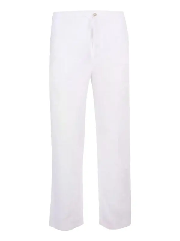 120% Lino Drawstring Trousers - White