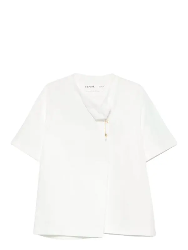 Carven Draped-detail T-shirt - White