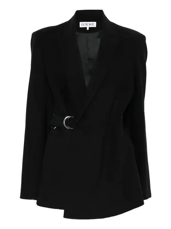 Loewe Buckled Wool Blazer - Black