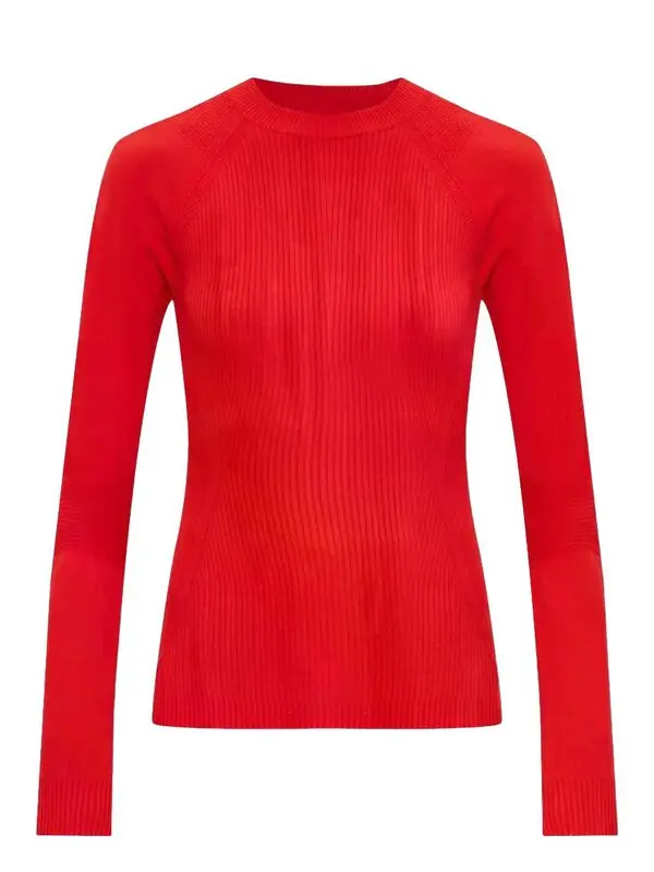 Moncler Logo Ribbed Top - Red