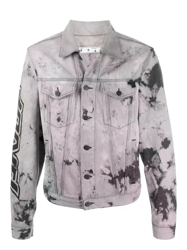 Off-White Tie-dye Print Denim Jacket - Black Black