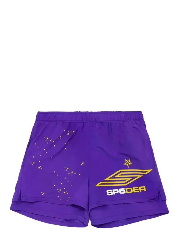 SP5DER Logo-detail Shorts - Purple