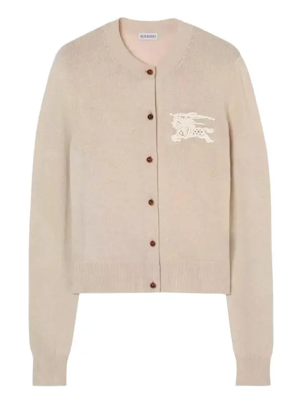 Burberry Equestrian Knight Cotton Wool Cardigan - Neutrals