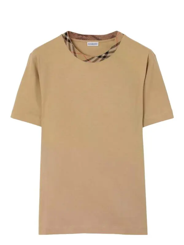 Burberry Check Trim Cotton T-shirt - Neutrals