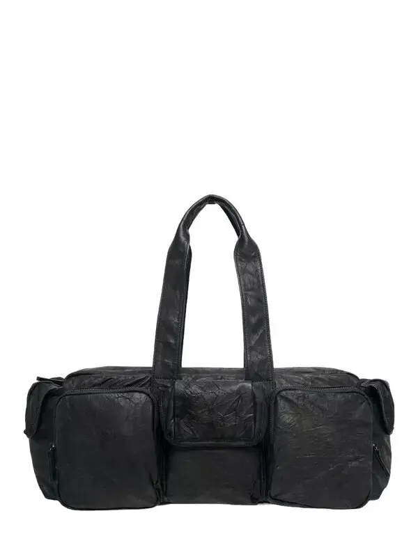 Y’s Wrinkled Leather Shoulder Bag - Black