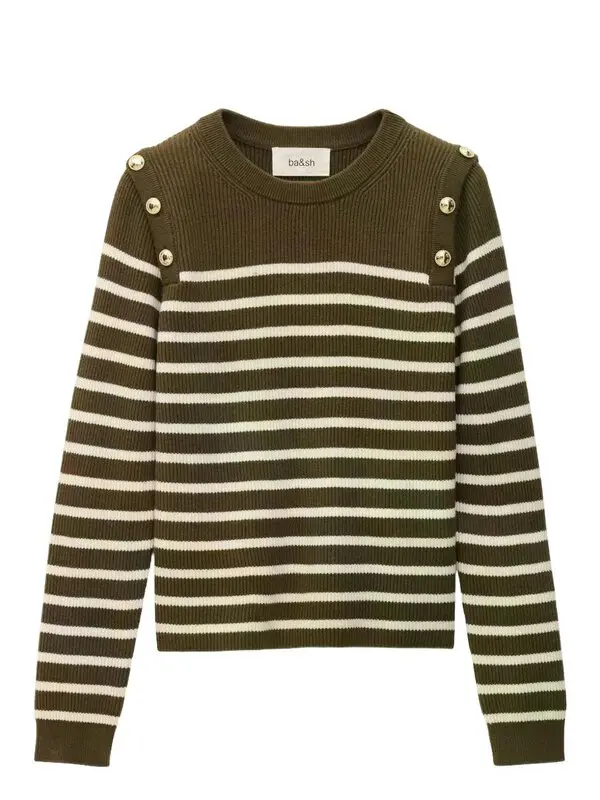 Ba&sh Striped Button-detailed Jumper - Green