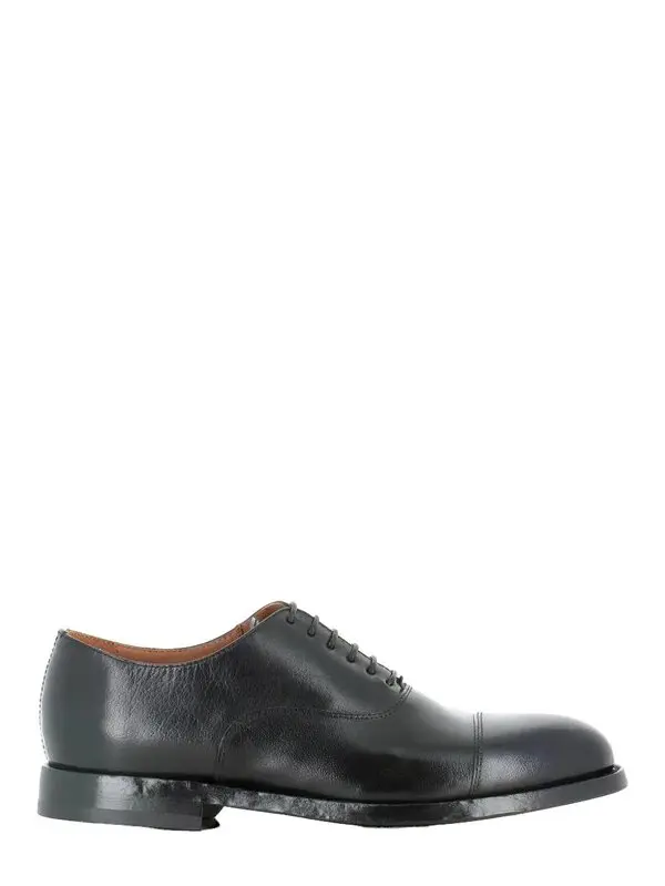 GREEN GEORGE Cap-toe Leather Oxford Shoes - Black
