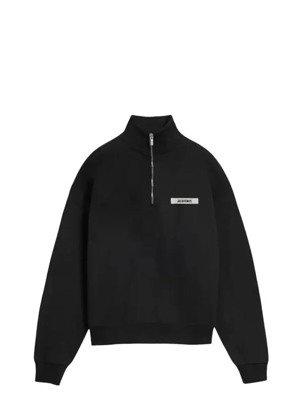 Jacquemus Gros-grain Half-zip Sweatshirt - Black