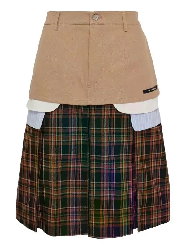 Andersson Bell Double-layered Pleated Midi Skirt - Brown
