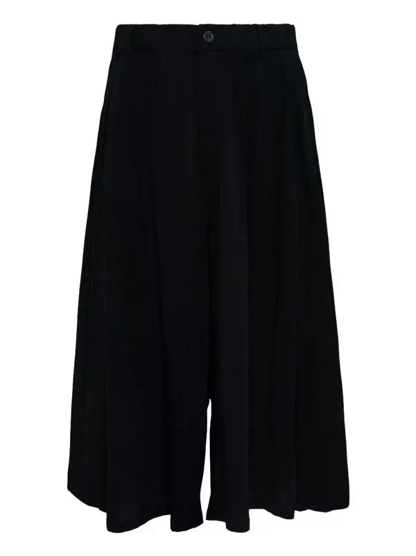 Yohji Yamamoto Cotton Wide Leg Trousers - Black
