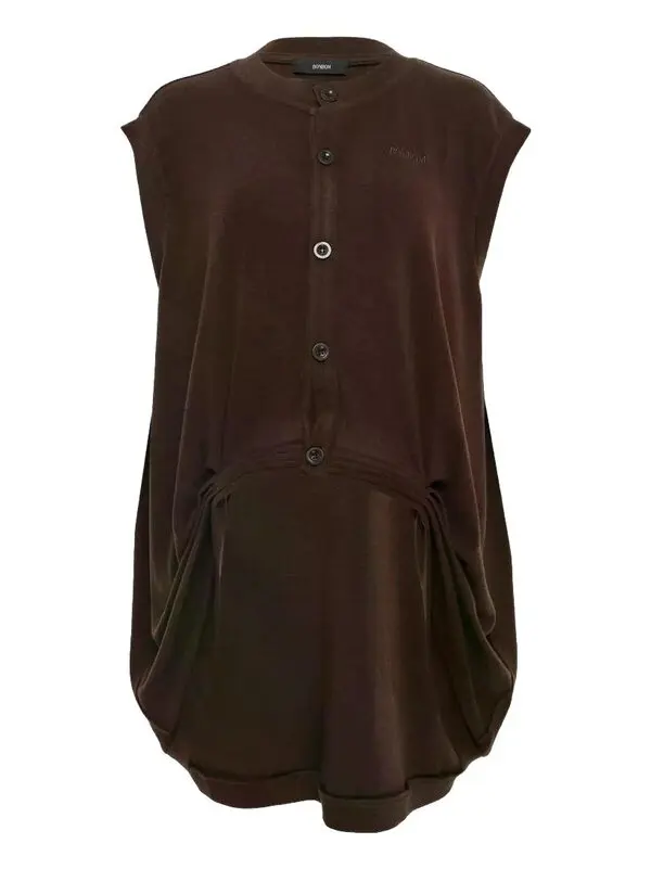 BONBOM Button Front Drape Cardigan - Brown