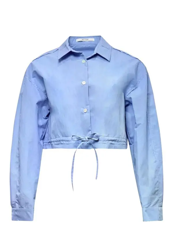 RE CODE Drawstring Crop Shirt - Blue