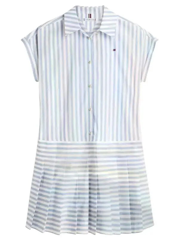 Tommy Hilfiger Striped Pleated Dress - Blue
