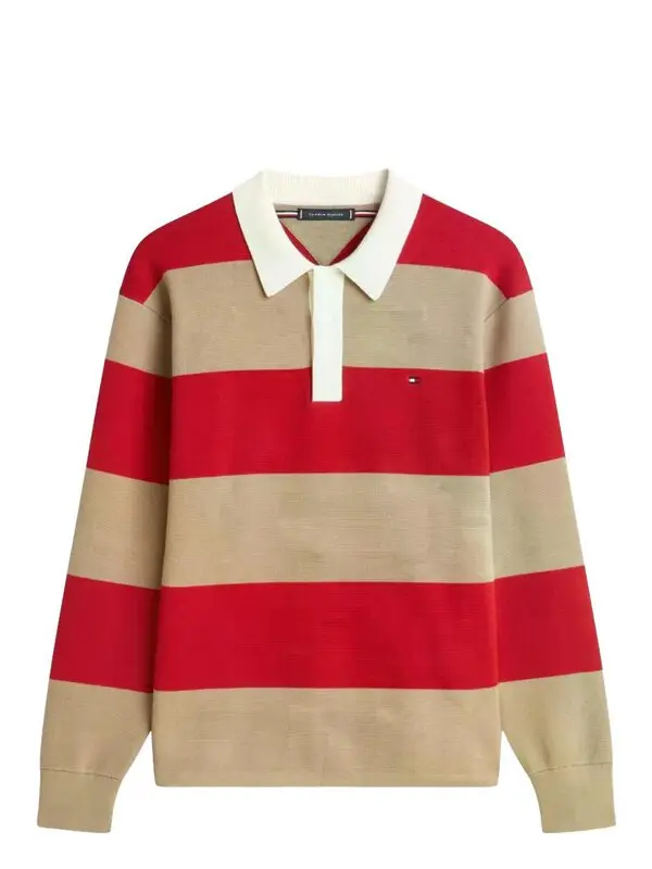 Tommy Hilfiger Striped Polo Shirt - Red