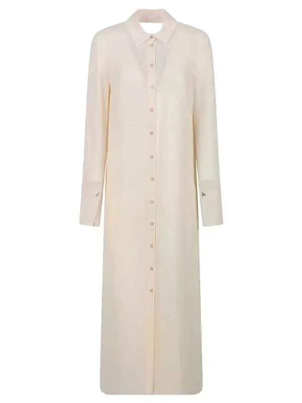 Patrizia Pepe Open-back Maxi Shirt Dress - Neutrals