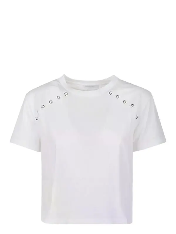 Patrizia Pepe Eyelet-detail T-shirt - White