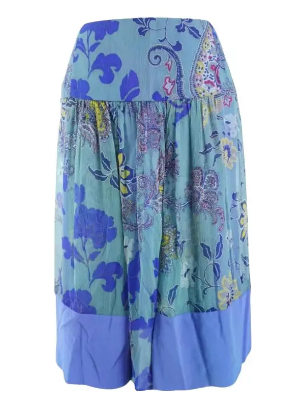 Etro Floral-print Skirt - Blue