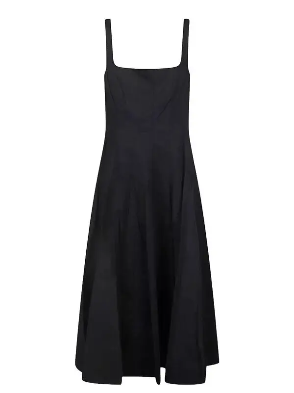 Staud Square-neck Sleeveless Midi Dress - Black