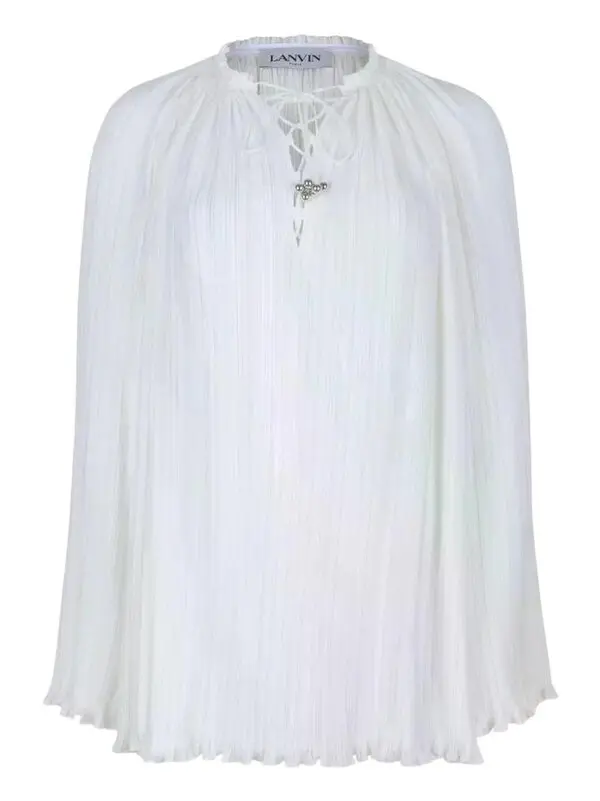 LANVIN Pleated Tie Neck Blouse - White