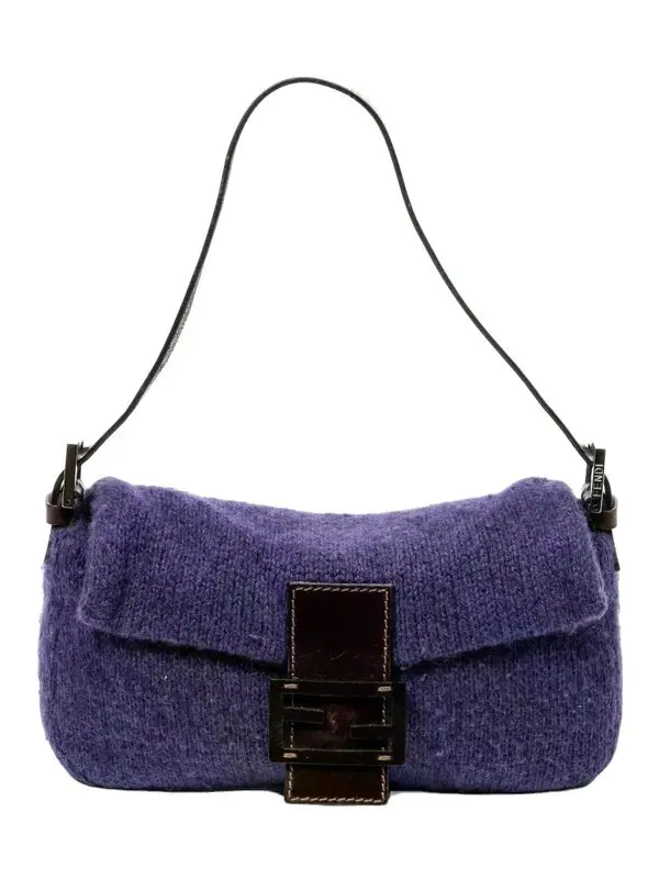 Fendi Baguette Knitted Shoulder Bag - Purple