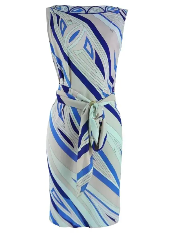 Emilio Pucci Geometric-print Belted Dress - Blue
