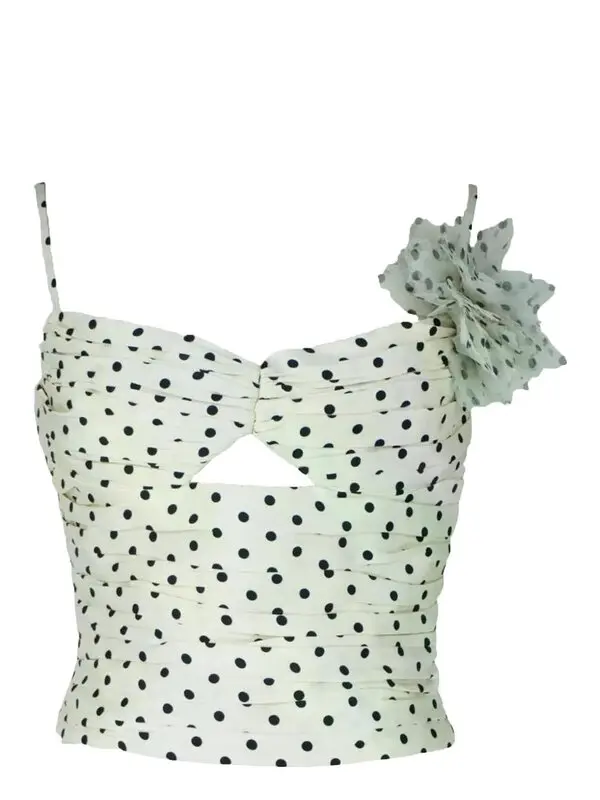 SELF-PORTRAIT Polka-dot Crop Top - White