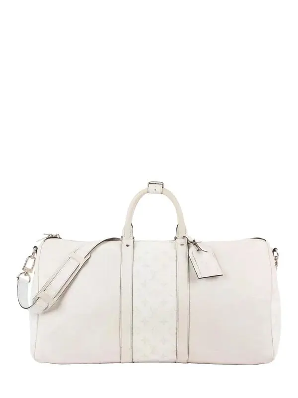 LOUIS VUITTON Keepall Bandoulière 50 Leather Holdall - White