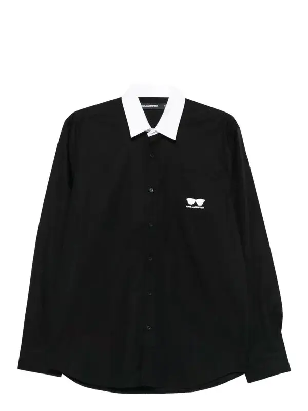 Karl Lagerfeld Contrasting Collar Pocket Shirt - Black
