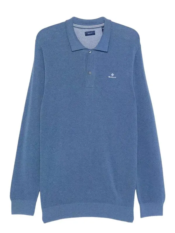 Gant Long-sleeve Knitted Polo Shirt - Blue
