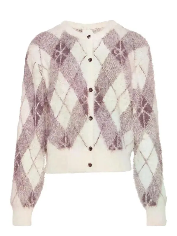Calvin Klein Argyle Buttoned Cardigan - Neutrals