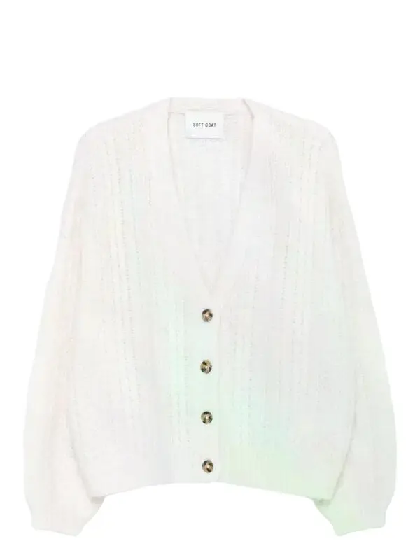 Soft Goat Buttoned Cardigan - White
