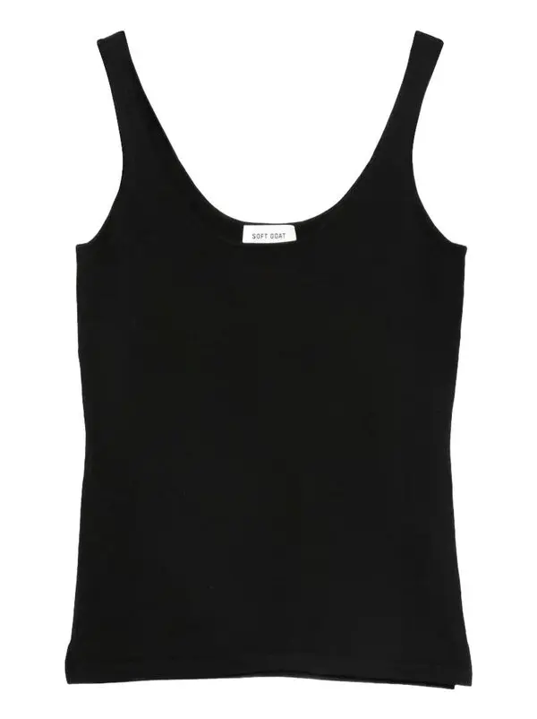 Soft Goat Sleeveless Top - Black