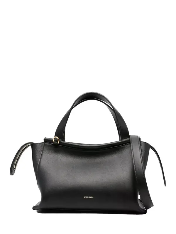 WANDLER Leather Top Handle Tote Bag - Black