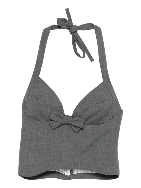 SHUSHU/TONG Halterneck Bow-tie Top - Grey