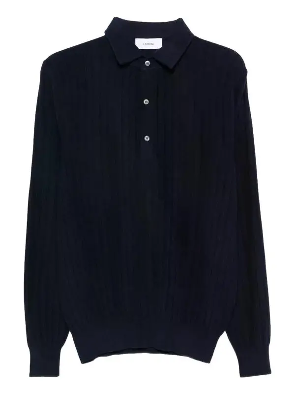 LARDINI Ribbed Polo Shirt - Blue