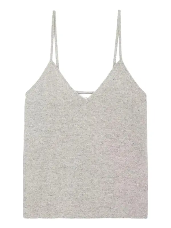 Eric Bompard Strappy V-neck Knit Top - Grey
