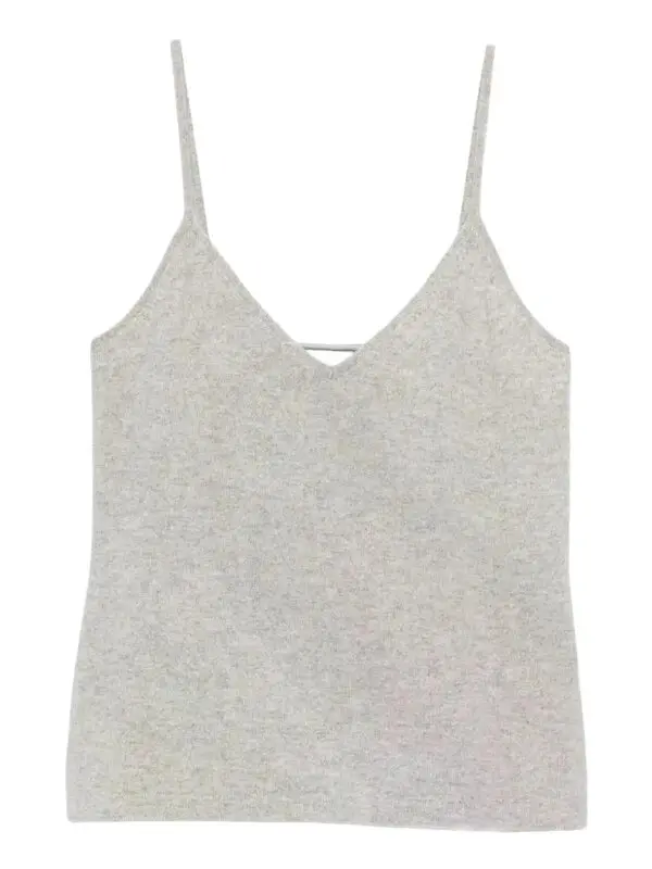 Eric Bompard Strappy V-neck Knit Top - Grey