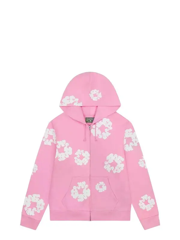 DENIM TEARS Hooded Zip Sweater - Pink