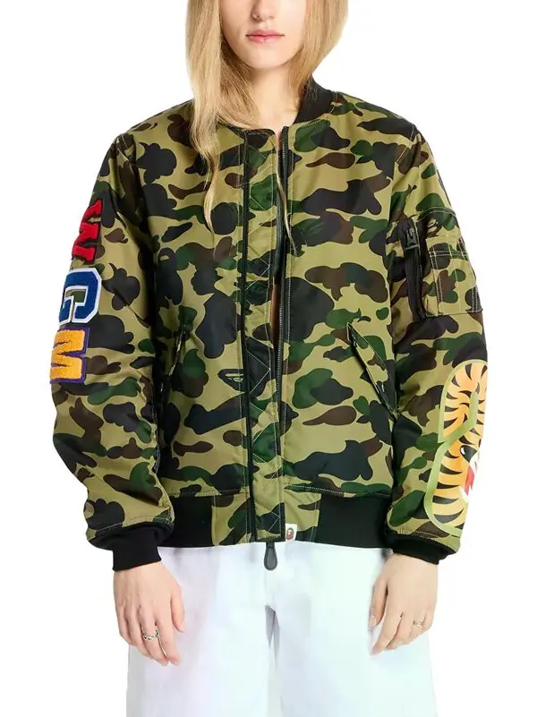 A BATHING APE Zip-up Bomber Jacket - Green