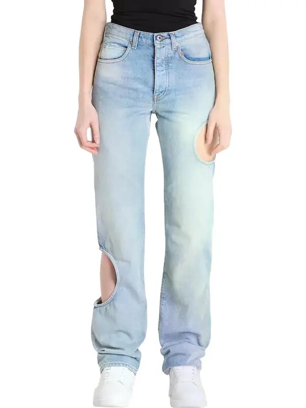 Off-White Cut-out Straight-leg Jeans - Blue