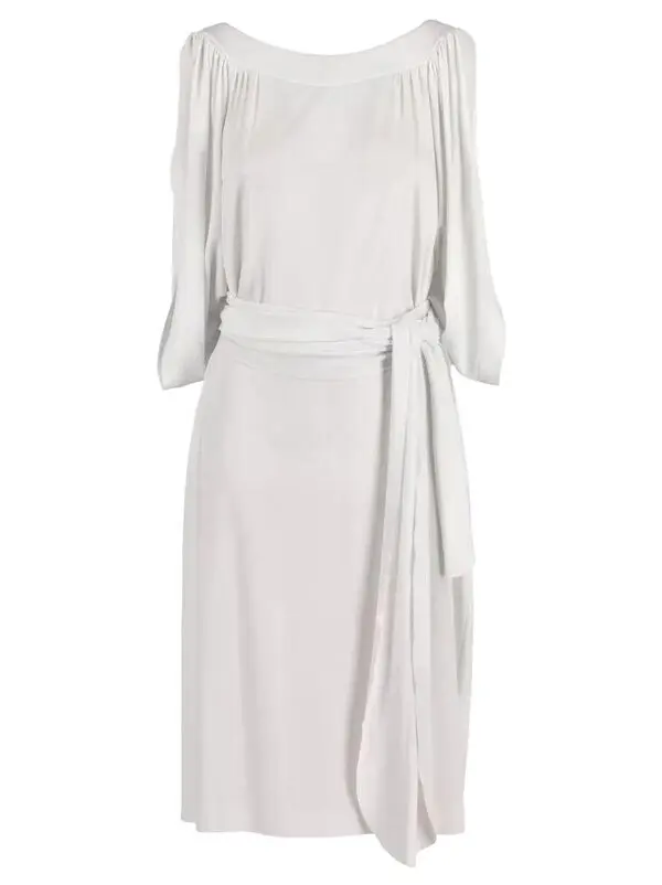 GIO' GUERRERI Belted Midi Dress - White