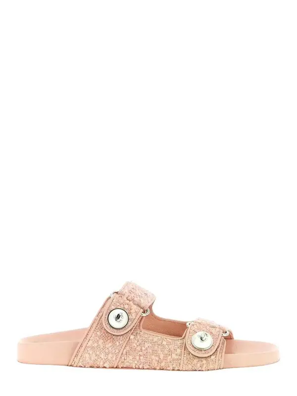 JIMMY CHOO Tweed Pearl Fayence Sandals - Pink